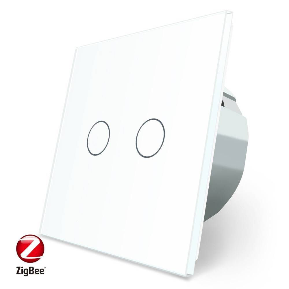 Умный сенсорный ZigBee выключатель 2 сенсора белый стекло купить в ...